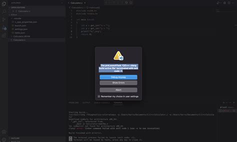The Prelaunchtask Cc Clang Build Active File Terminated With Exit Code 1 · Microsoft