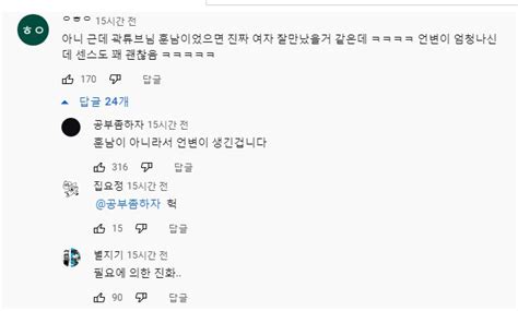 우정잉 곽튜브 영상에 달린댓글 치지직 에펨코리아