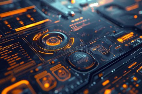 Futuristic Digital Interface Display Control Panel With Glowing Lights Futuristic Digital Interface Display Control Panel With Glowing Lights