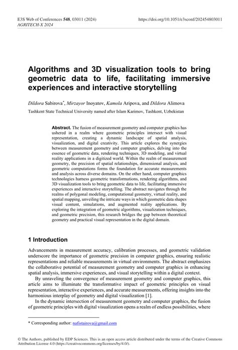 Pdf Algorithms And 3d Visualization Tools To Bring Geometric Data To