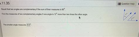 Solved 11 35 Recall That Two Angles Are Complementary If Chegg Com