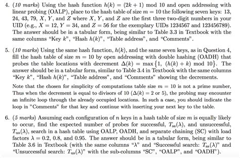 solved using the hash function h k 2k 1 mod 10 and
