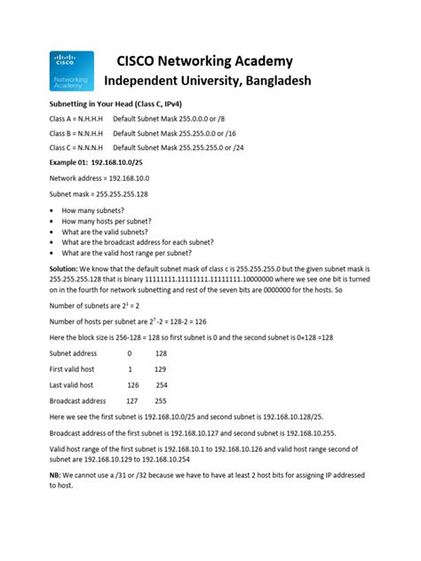 Subnetting With Examples Pdf Teaching Methods And Materials Computers