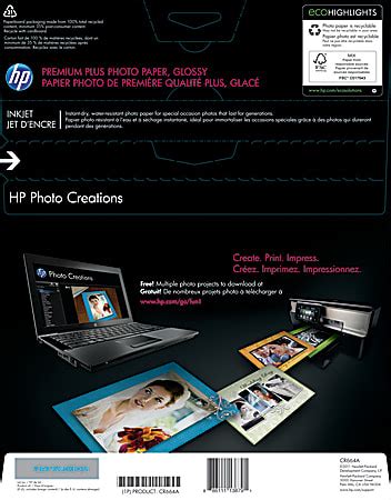 Hp Premium Plus Photo Paper For Inkjet Printers Glossy Letter Size X Lb Pack Of