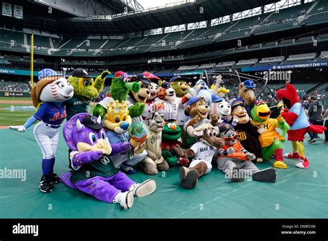 Mascots For Various Teams Pose For A Photo Before The Mlb All Star