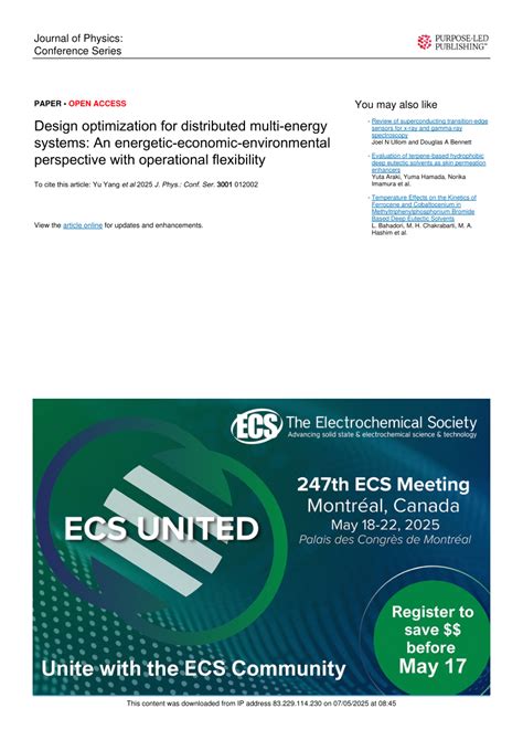 Pdf Design Optimization For Distributed Multi Energy Systems An