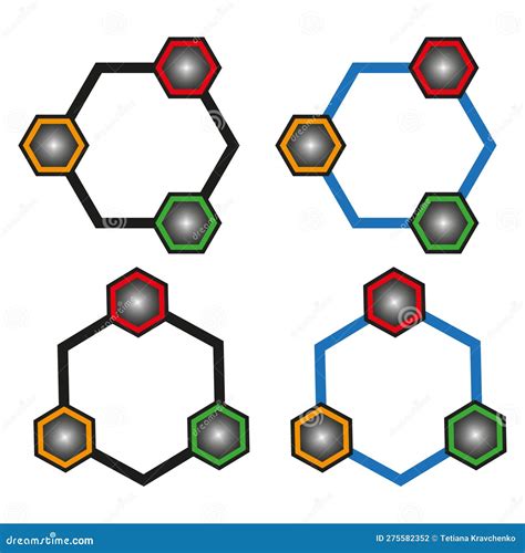 Connected Hexagons Icon Cloud Technology Data Information Infographic Vector Illustration