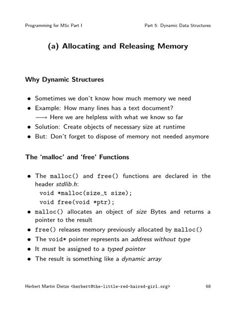 A Allocating And Releasing Memory Programming For Msc Part I Part 5