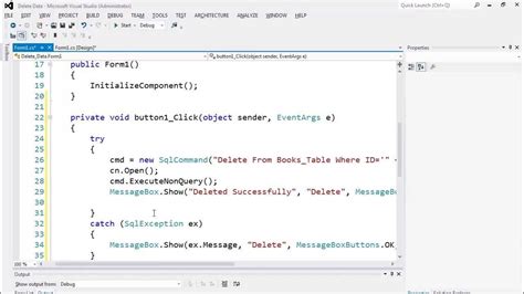 84 برمجة قواعد البيانات حذف البيانات عبر Sqlcommand Youtube