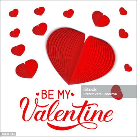 3d 종이 마음을 잘라 내 발렌타인 배너를 수 있습니다 발렌타인 데이 인사말 카드 현대 서 예 손 글자 벡터 일러스트입니다 배너 포스터 등등에 대 한 디자인 서식 파일을