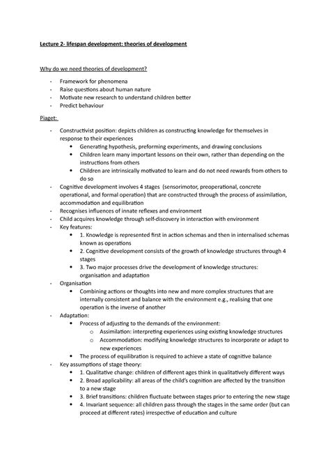 Lecture Lifespan Lecture Lifespan Development Theories Of Development Why Do We Need