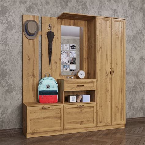 Прихожая 47 цена 33 900 руб с зеркалом цвет дуб крафт золотой