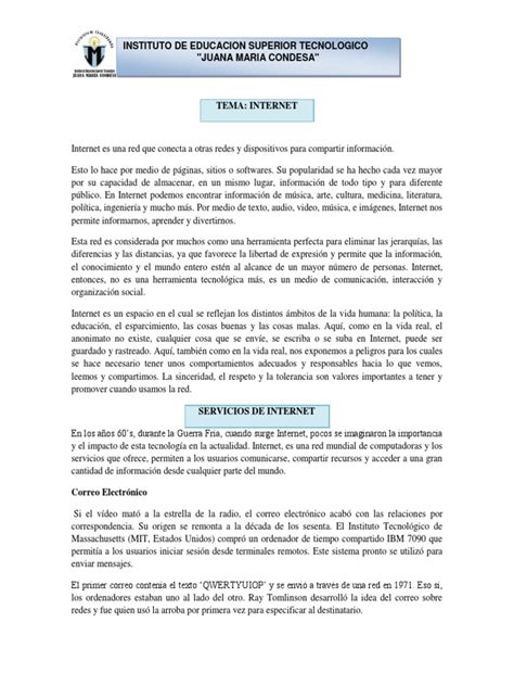 Tema Internet Semana 1 2 Pdf Red Mundial Internet Y Web