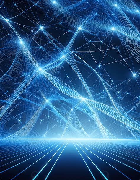 Abstract Digital Network Glowing Blue Lines And Nodes Futuristic Technology Concept Background