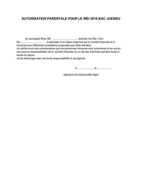 Autorisation Parentale Wei Fichier PDF