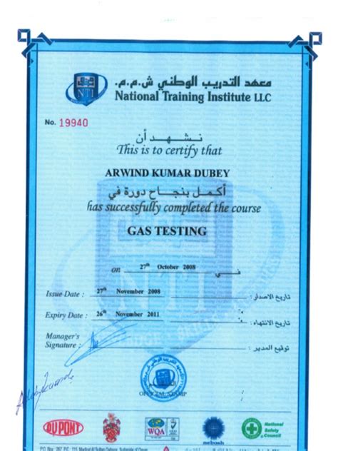 Hse Gas Testing Certificate Pdf