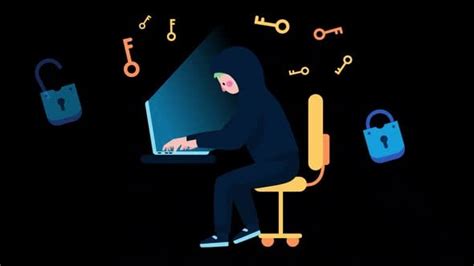 Hacker With Laptop Computer Stealing Passwords And Breaking In Confidential Data On Alpha