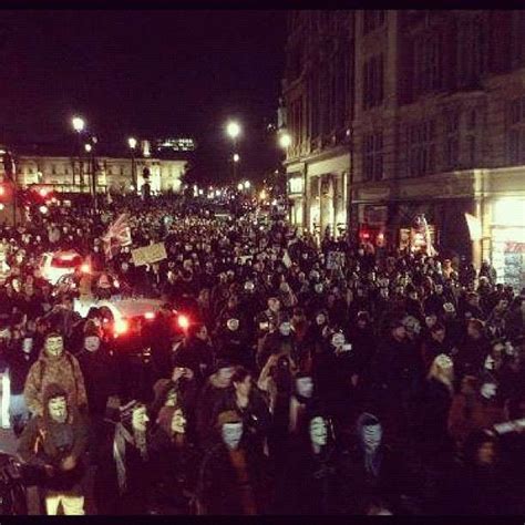 Thousands March On Parliament In Anonymous V For Vendetta Protest