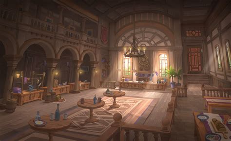 Artstation Guild Interior Jeje Adventurers Guild Fantasy Guild Building Building Concept