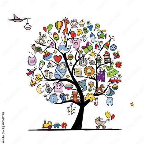 Art Tree With Baby Toys For Your Design Stock Vector Adobe Stock