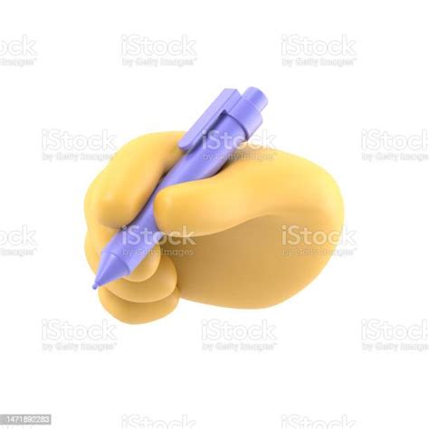 만화 제스처 아이콘 모형손은 펜을 들고 있습니다 3d 스타일의 사무실 피사체가 있는 손 흰색 배경에 3d 렌더링 3차원 형태에 대한 스톡 사진 및 기타 이미지 Istock