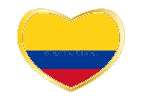 Flag Of Colombia In Heart Shape Golden Frame Stock Vector Illustration Of Banner