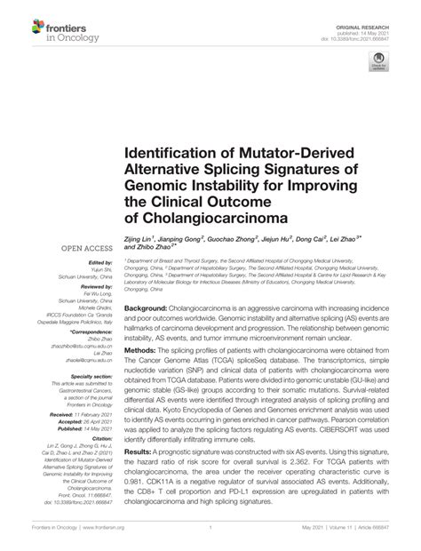 Pdf Identification Of Mutator Derived Alternative Splicing Signatures
