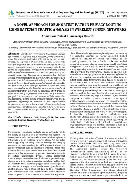 Pdf Irjet A Novel Approach For Shortest Path In Privacy Routing Using Bayesian Traffic