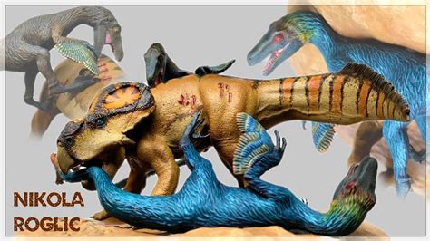 Velociraptor Versus Protoceratops Velociraptor Hunting A Small