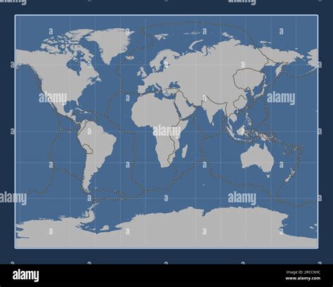 Shape Of The Aegean Sea Tectonic Plate On The Solid Contour Map In The Gall Stereographic