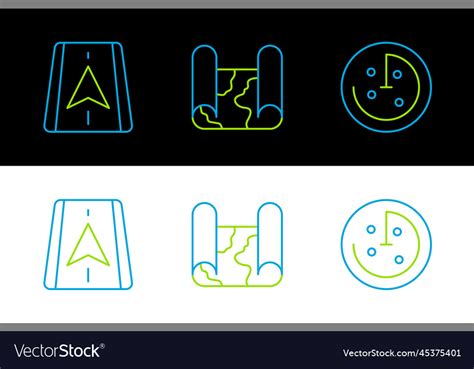 Set Line Radar With Targets On Monitor City Map Vector Image