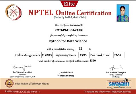 Kotapati Gayatri On Linkedin Nptel Python Pythonfordatascience