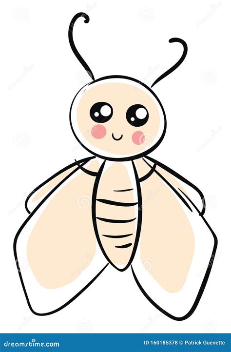 Cute Moth Coloring Page Cartoon Vector Illustration