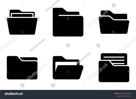 Flat Folder Icon Set On White Stock Vector Royalty Free 2391471271 Shutterstock