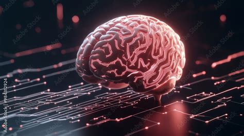A 3d Representation Of The Human Brain With Illuminated Neural Pathways Visualizing The Concept