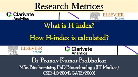 What Is H Index How H Index Is Calculated Pkprabhakar Hindex Researchmetrices YouTube