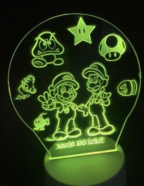 Mario Inspred Nintendo Light Luigi Light Led Laser Cut Lamp Gamer