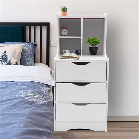 Shzicmy Bedside Storage Cabinet 3 Drawers End Side Table Organizer