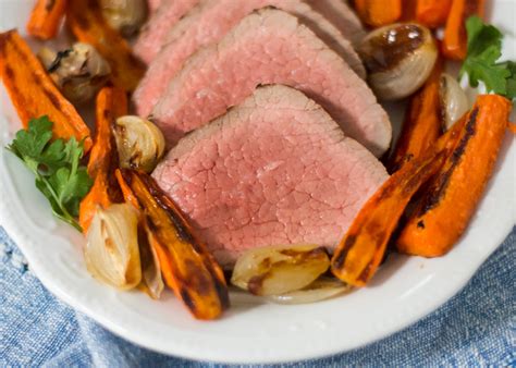 Marinated Beef Roast With Roasted Carrots And Shallots