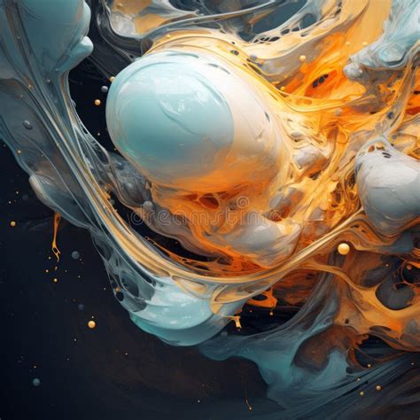 Vibrant Abstract Art Water Bubbles And White Sprite In Light Orange And Dark Gold Stock