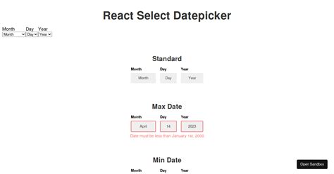Basic Datepicker Forked Codesandbox