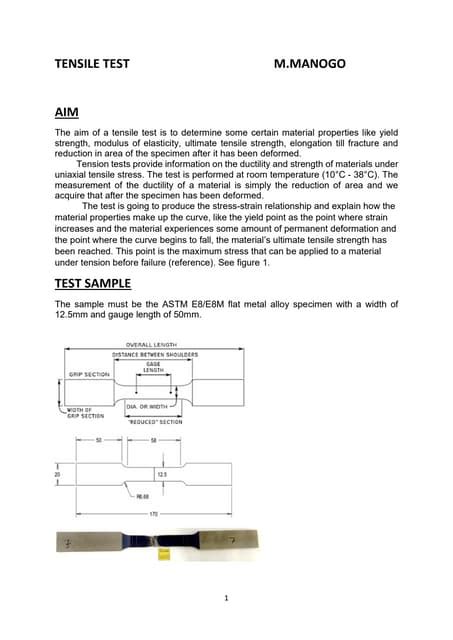 Lab Report Engineering Materials Lab Tensile Test Docx Physics Science