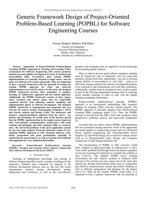 PDF Generic Framework Design Of Project Oriented Problem Based