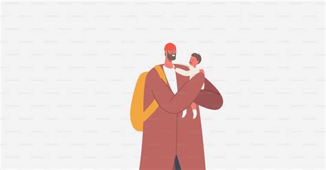 행복한 아버지가 아이를 손에 들고 있다 가족 캐릭터 아빠와 유아 아들은 함께 시간을 보내고 재미있게 지내고 의사 소통하고