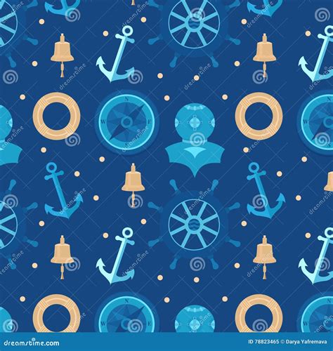 Vector Seamless Pattern Sea Stock Illustration Illustration Of