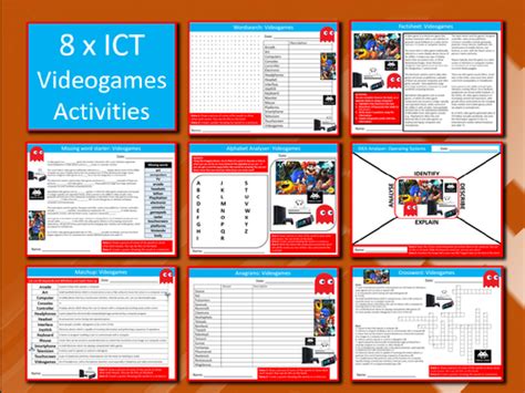 8 X Videogames Activities Ict Computing Keywords Ks3 Gcse Wordsearch
