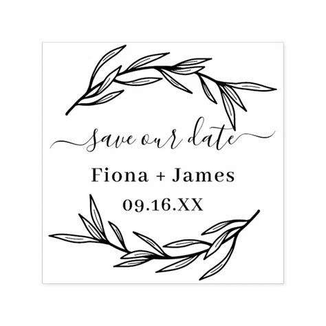 Elegant Laurel Leaf Save The Date Self Inking Stamp Zazzle