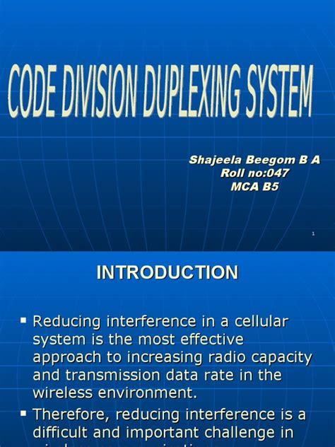 Code Division Duplexing Pdf Duplex Telecommunications Cellular Network