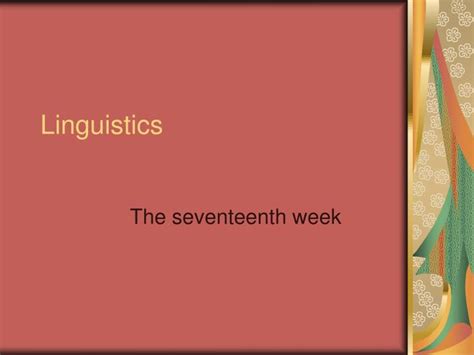 Ppt Linguistics Powerpoint Presentation Free Download Id2950010