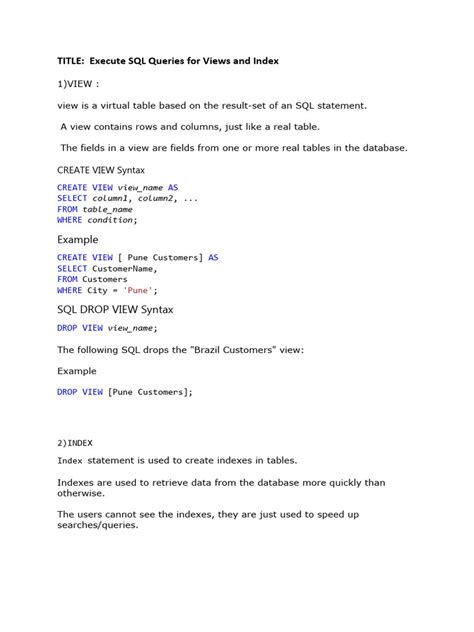 Rdbms Assignment Pdf Database Index Sql